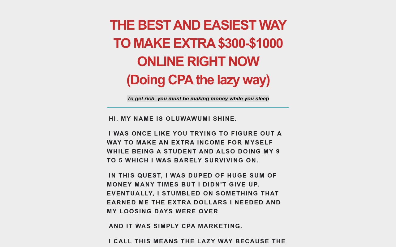 CPA money model (the lazy way)